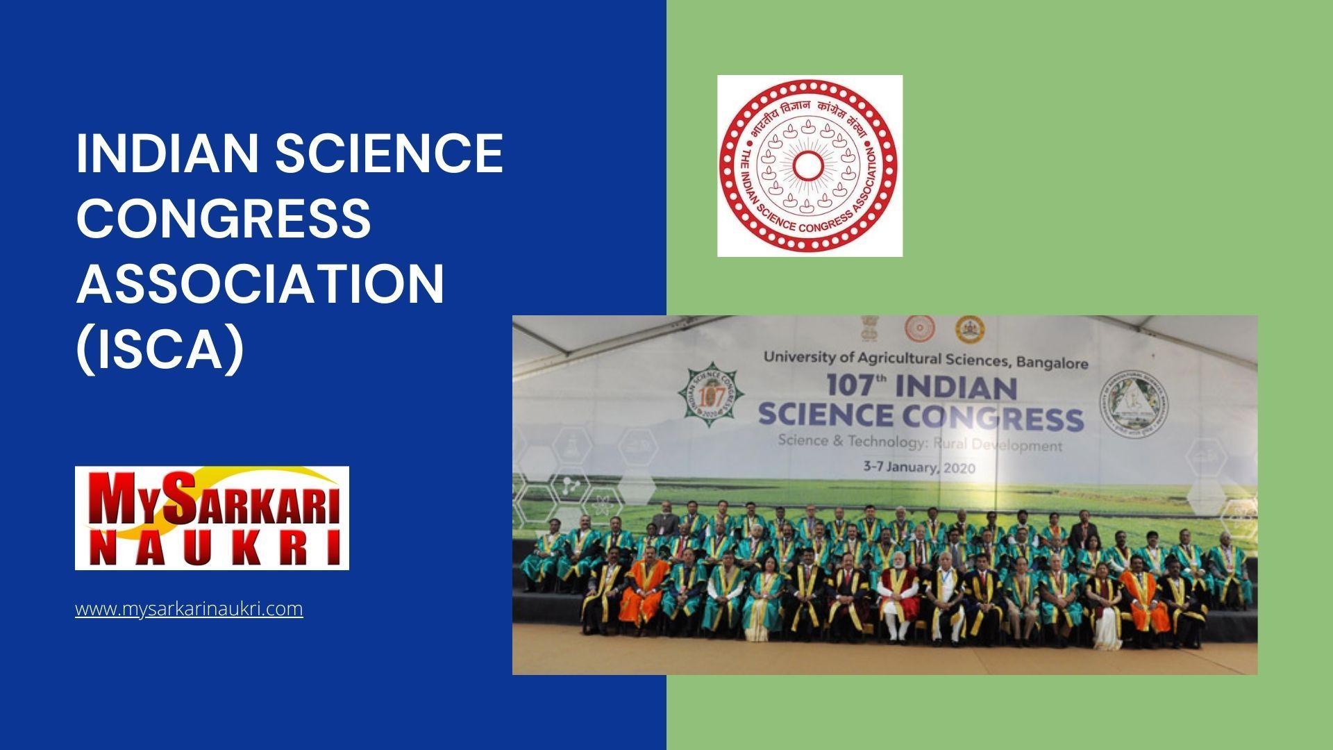 Indian Science Congress Association (ISCA) Recruitment - MySarkariNaukri En