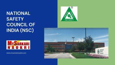 National Safety Council of India (NSC) Recruitment - MySarkariNaukri En