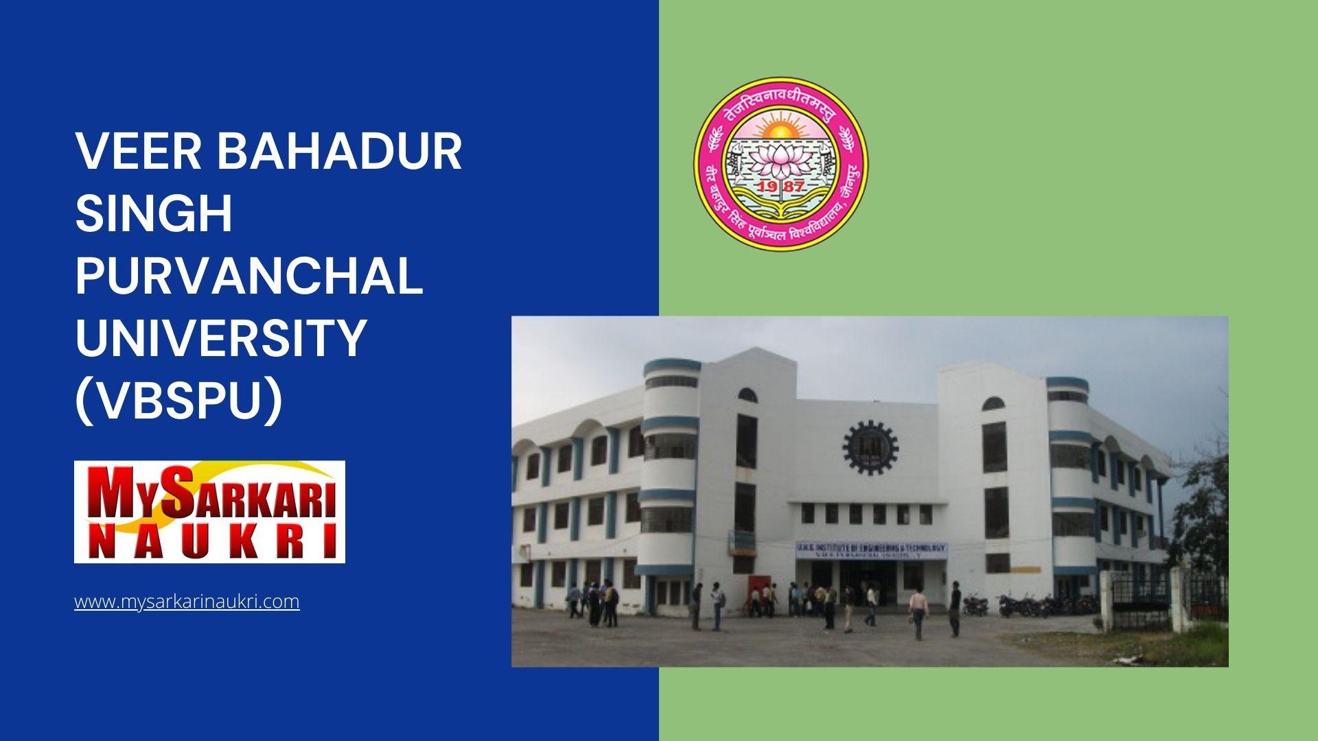 Veer Bahadur Singh Purvanchal University (VBSPU) Recruitment - MySarkariNaukri En