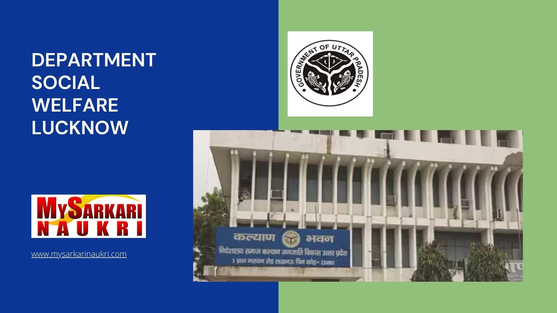 Department Social Welfare Lucknow Recruitment - MySarkariNaukri En