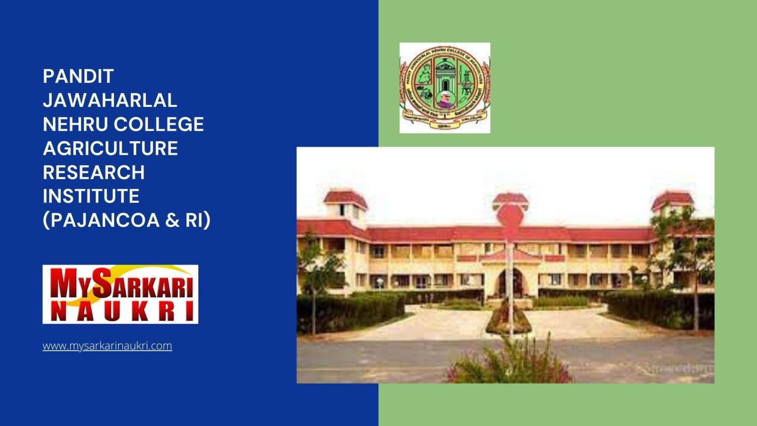 Pandit Jawaharlal Nehru College Agriculture Research Institute ...