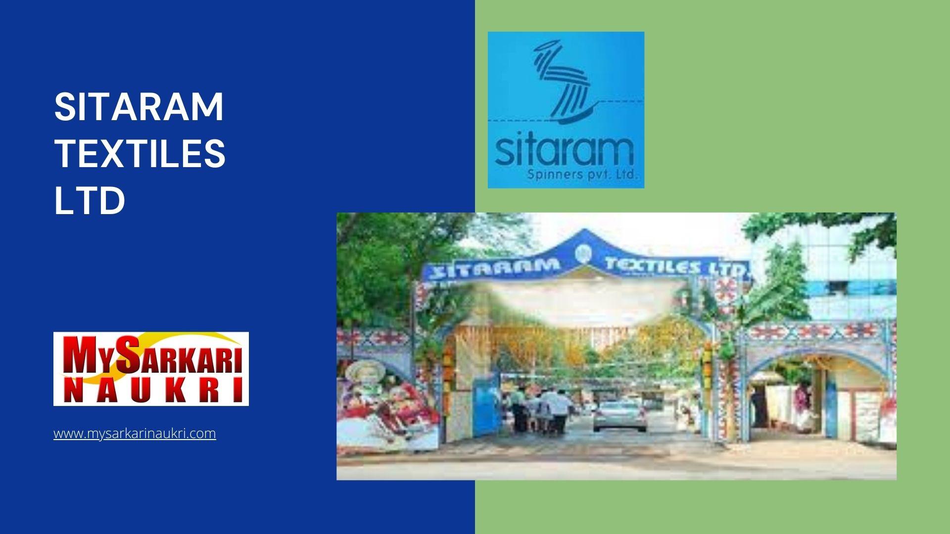 Sitaram Textiles Ltd Recruitment - MySarkariNaukri En
