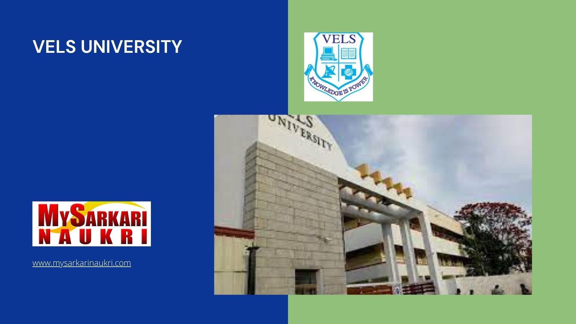Vels University Recruitment - MySarkariNaukri En