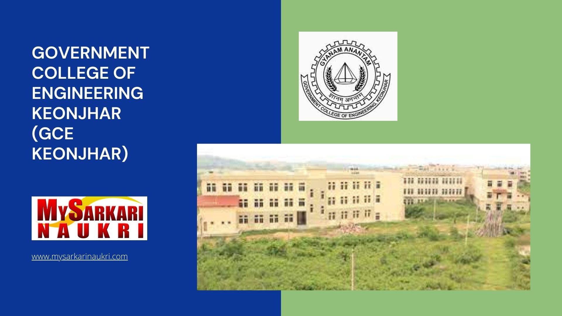 Government College of Engineering Keonjhar (GCE Keonjhar) Recruitment ...