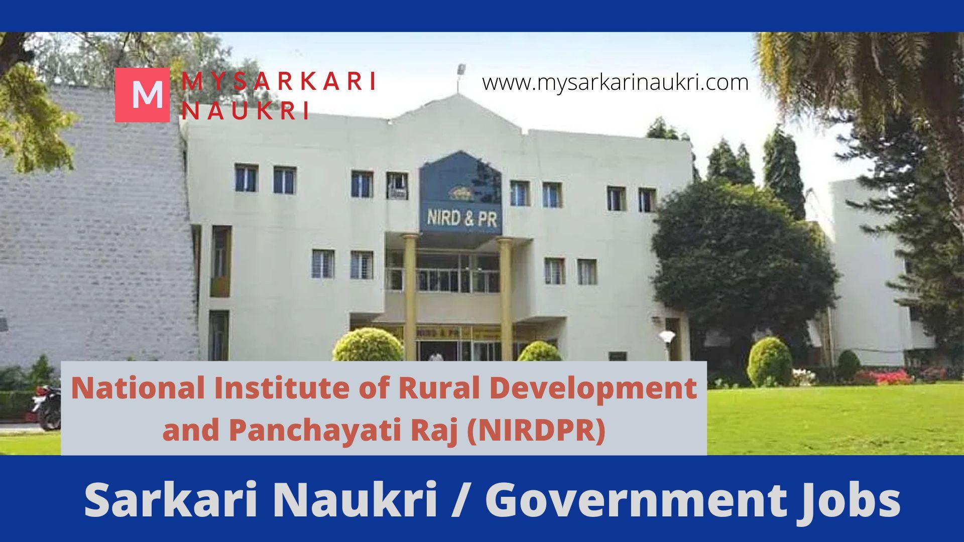 National Institute of Rural Development and Panchayati Raj (NIRDPR ...
