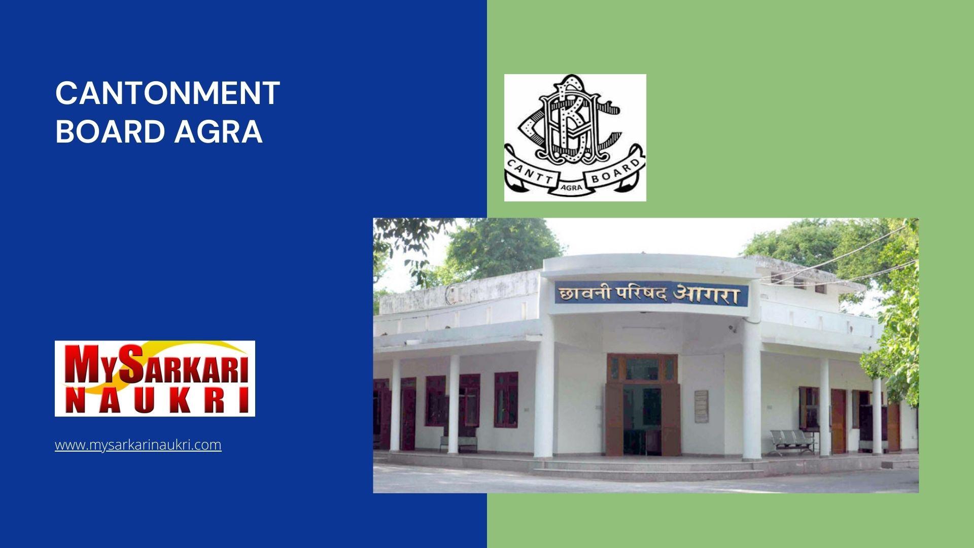 Cantonment Board Agra Recruitment - MySarkariNaukri En