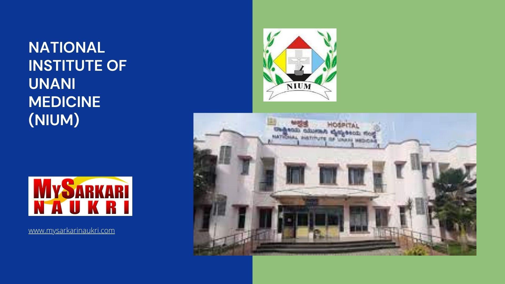 National Institute of Unani Medicine (NIUM) Recruitment ...
