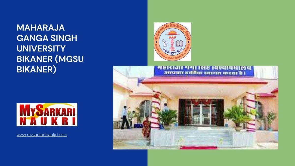 Maharaja Ganga Singh University Bikaner (MGSU Bikaner) Recruitment ...