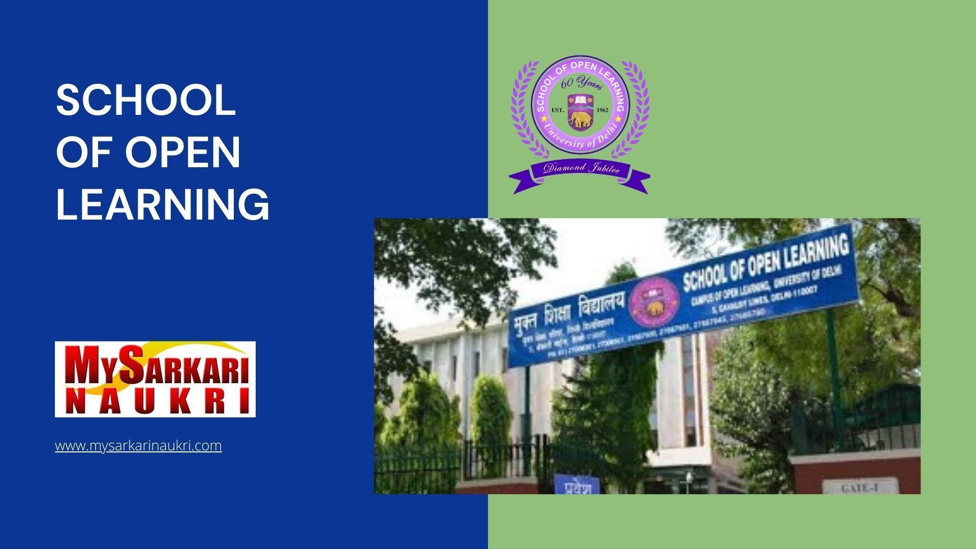 School Of Open Learning Recruitment - MySarkariNaukri En