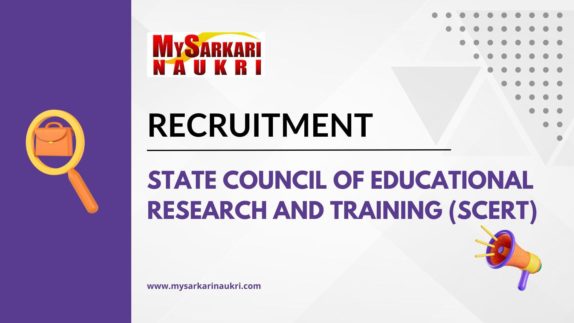 State Council of Educational Research and Training (SCERT) Recruitment ...
