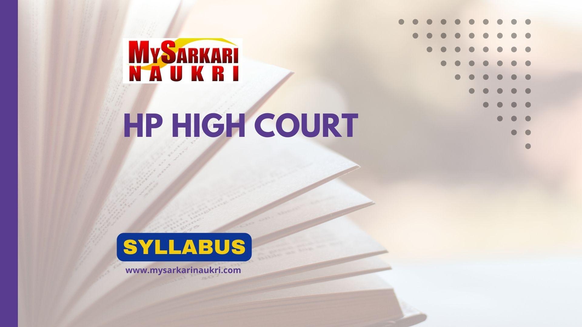HP High Court Syllabus 2023 & Exam Pattern - MySarkariNaukri En