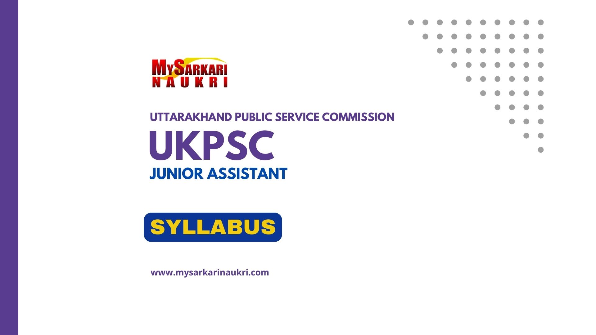 UKPSC Junior Assistant Syllabus - MySarkariNaukri En