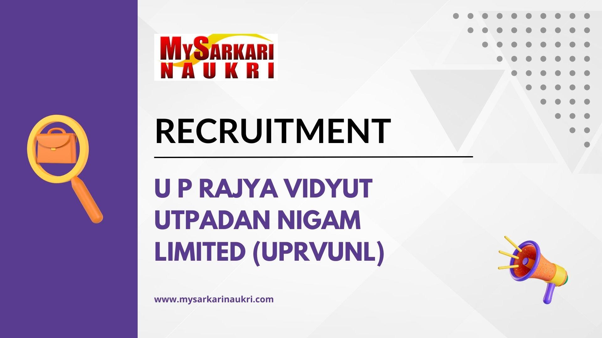 U P Rajya Vidyut Utpadan Nigam Limited (UPRVUNL) Recruitment ...
