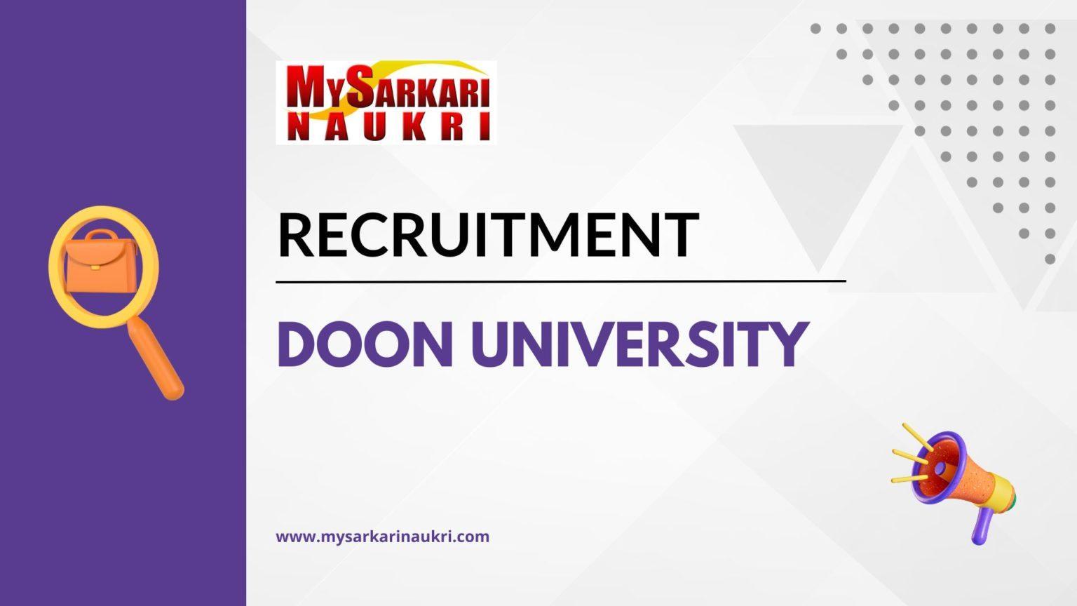 Doon University Recruitment - MySarkariNaukri En