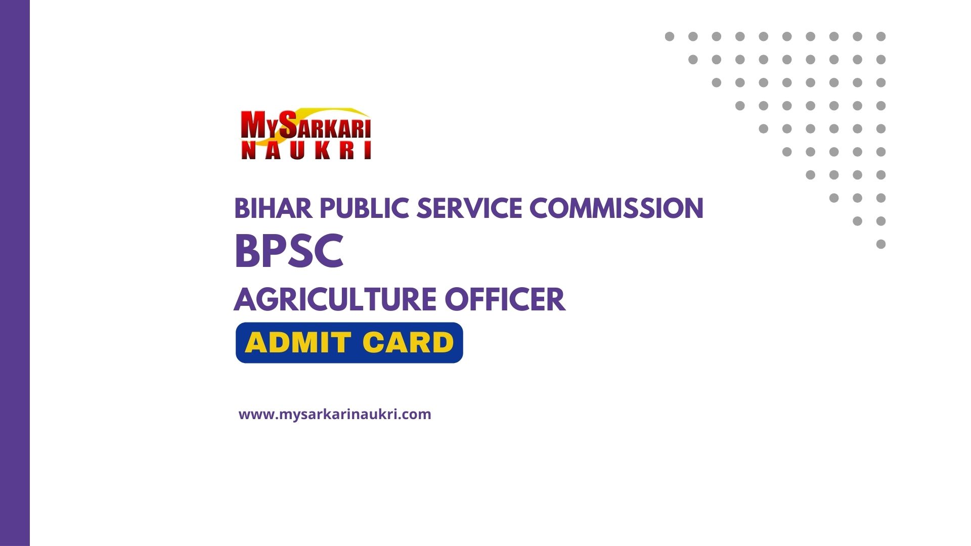 BPSC Agriculture Officer Admit Card 2024 Released | Exam Date (Out) - MySarkariNaukri En
