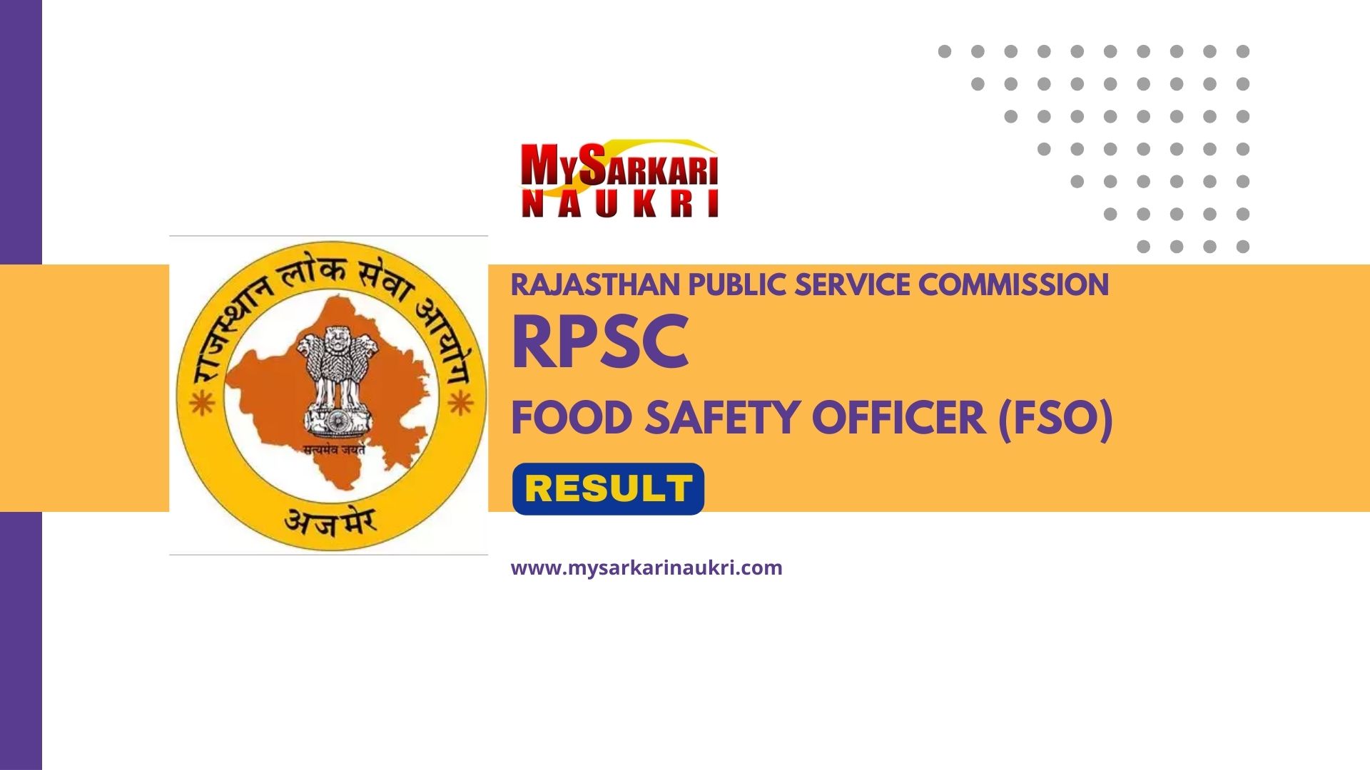 RPSC Food Safety Officer (FSO) Result 2024 | Cut Off Marks, Merit List - MySarkariNaukri En