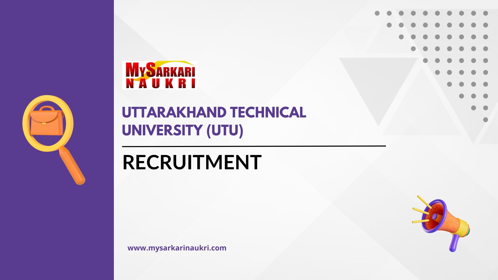Uttarakhand Technical University Recruitment - MySarkariNaukri En