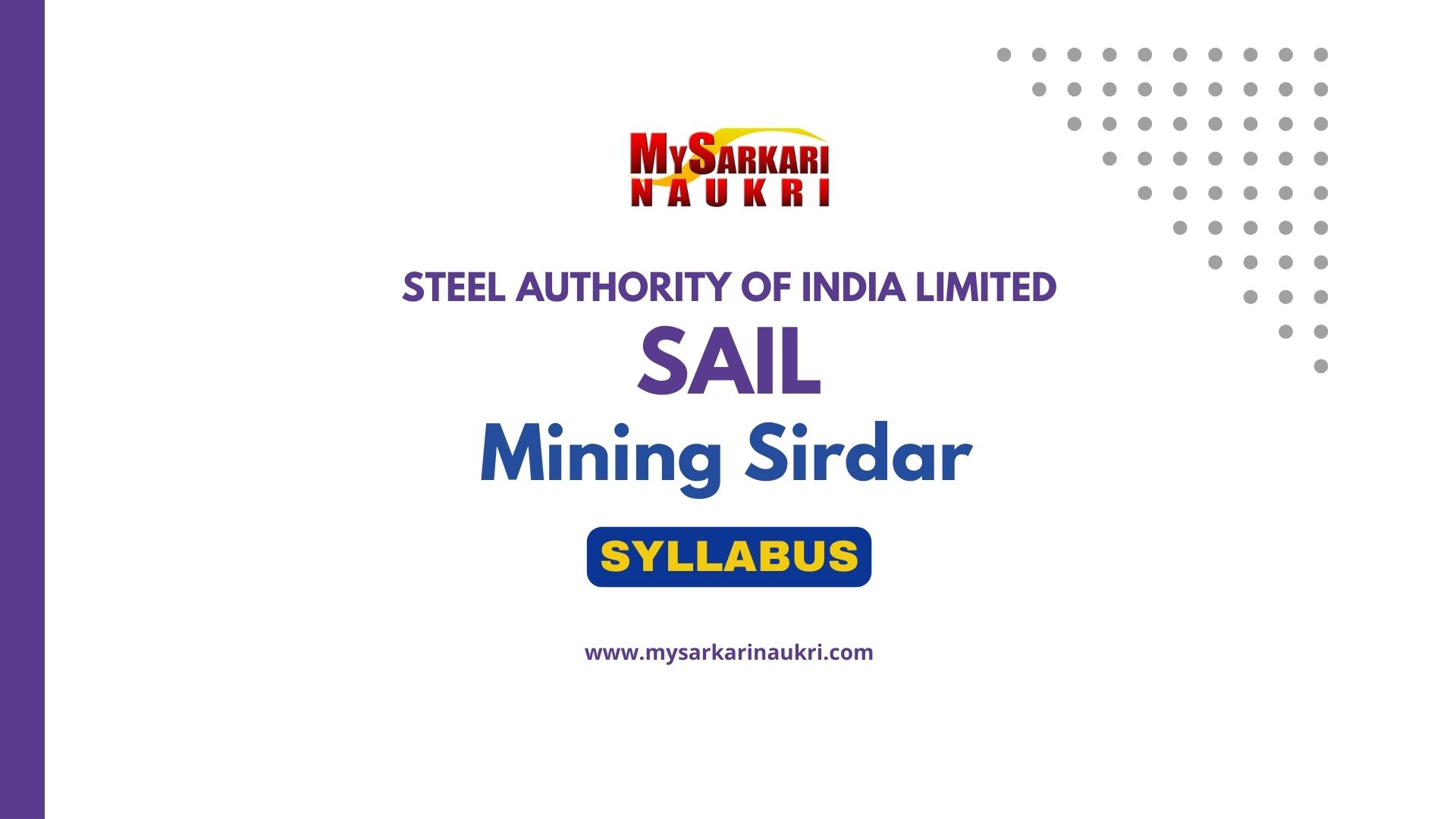 SAIL Mining Sirdar Syllabus - MySarkariNaukri En