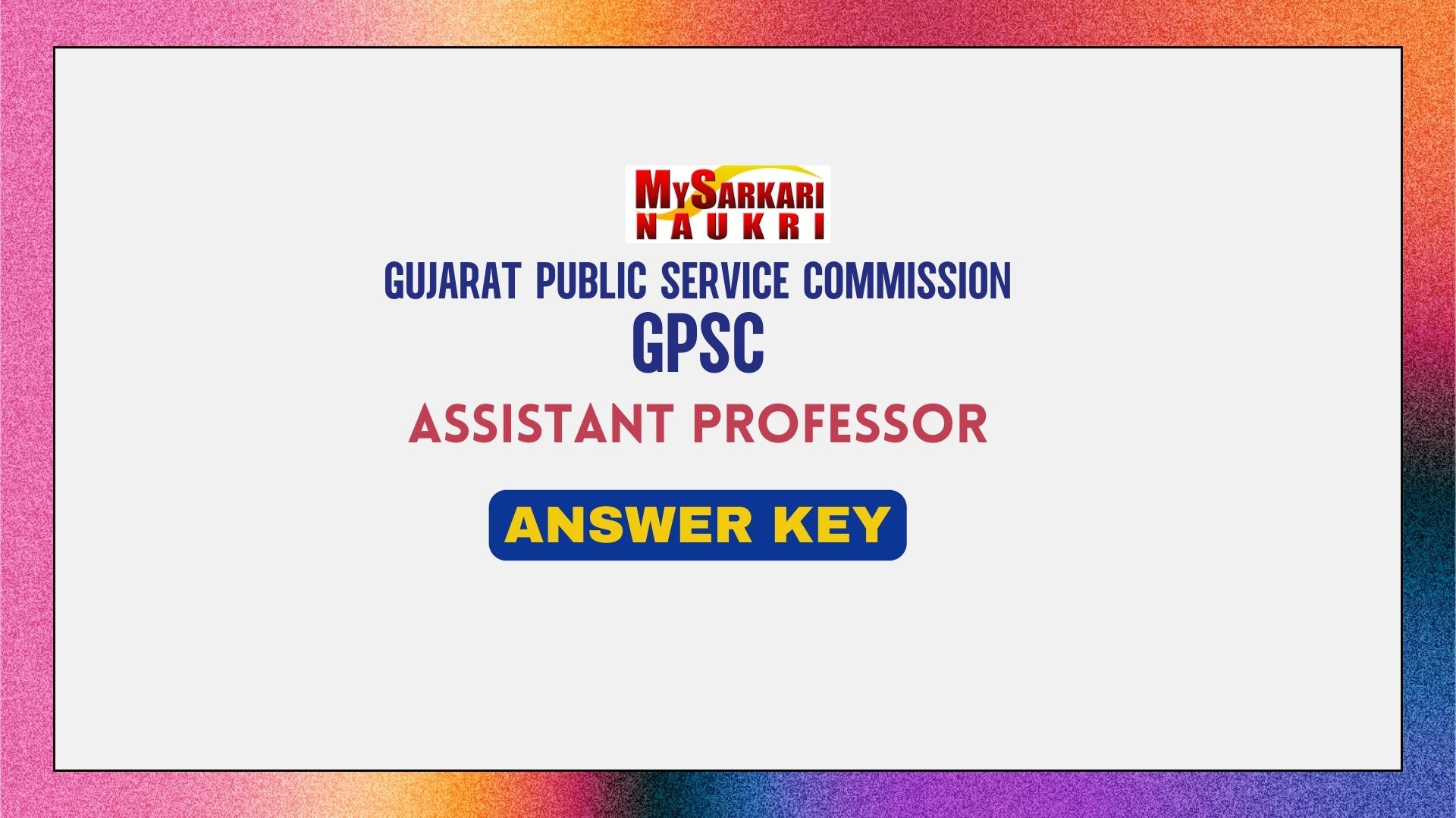 GPSC Assistant Professor Prelims Final Answer Key 2024 (Released ...