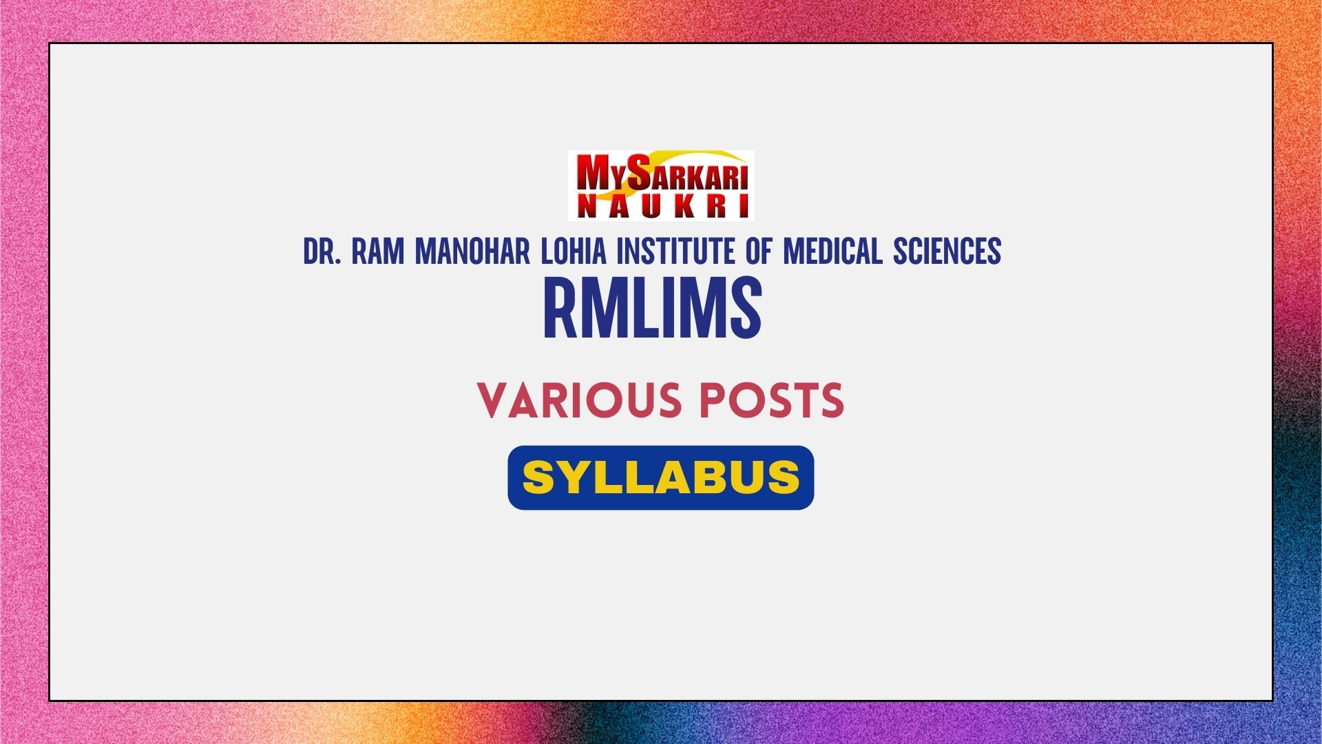 RMLIMS Syllabus, Exam Pattern - MySarkariNaukri En