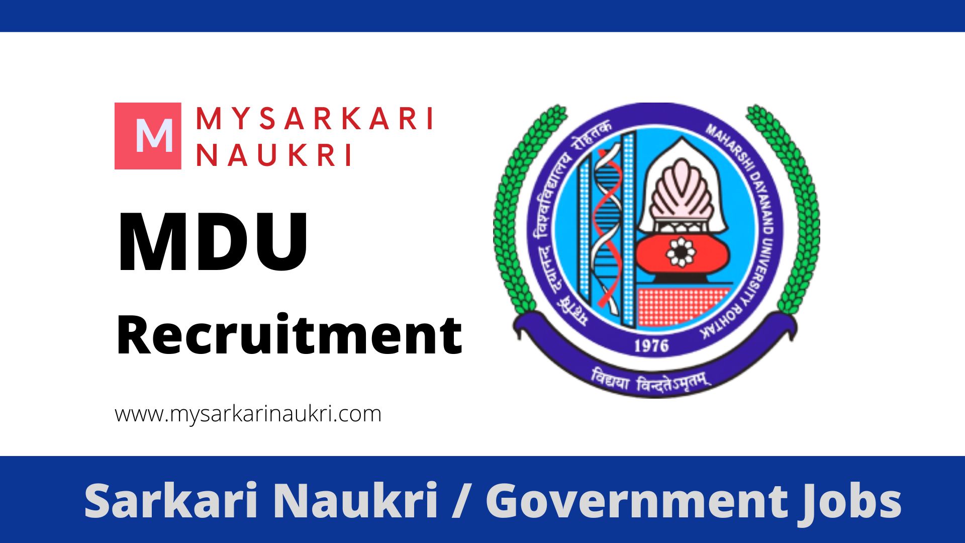 Maharshi Dayanand University Recruitment 2025 For 158 Faculty Positions - MySarkariNaukri.com