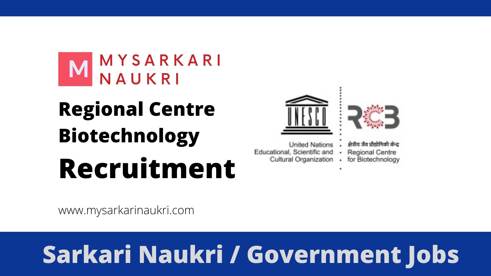 Regional Centre for Biotechnology Recruitment 2024 For Registrar, Technical Assistant ...