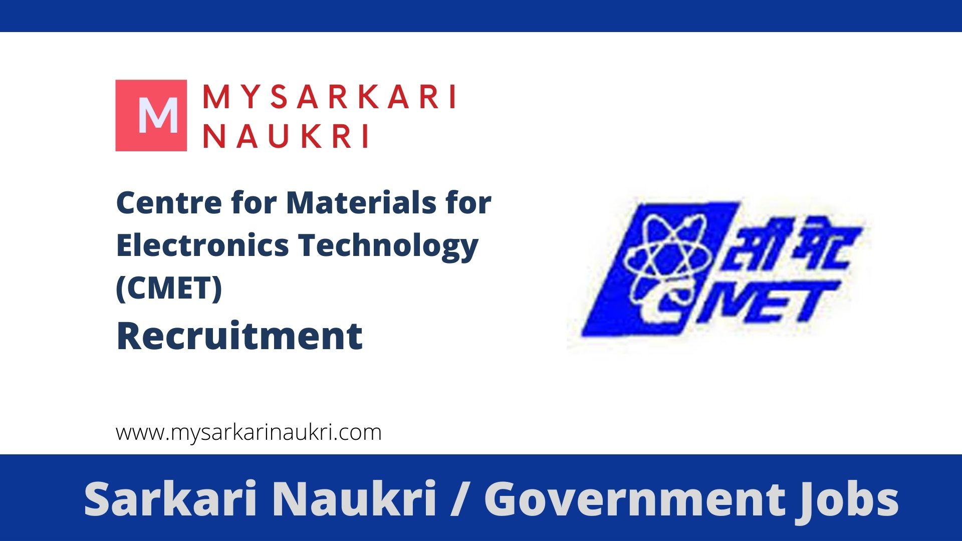 CMET Recruitment 2024 For Registrar - MySarkariNaukri.com