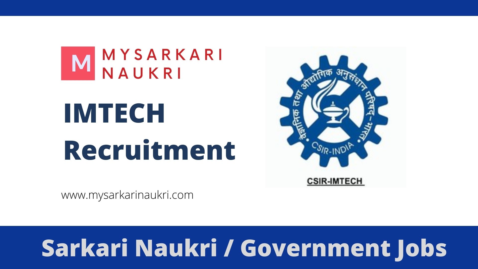IMTECH Recruitment 2025 For Scientist - MySarkariNaukri.com