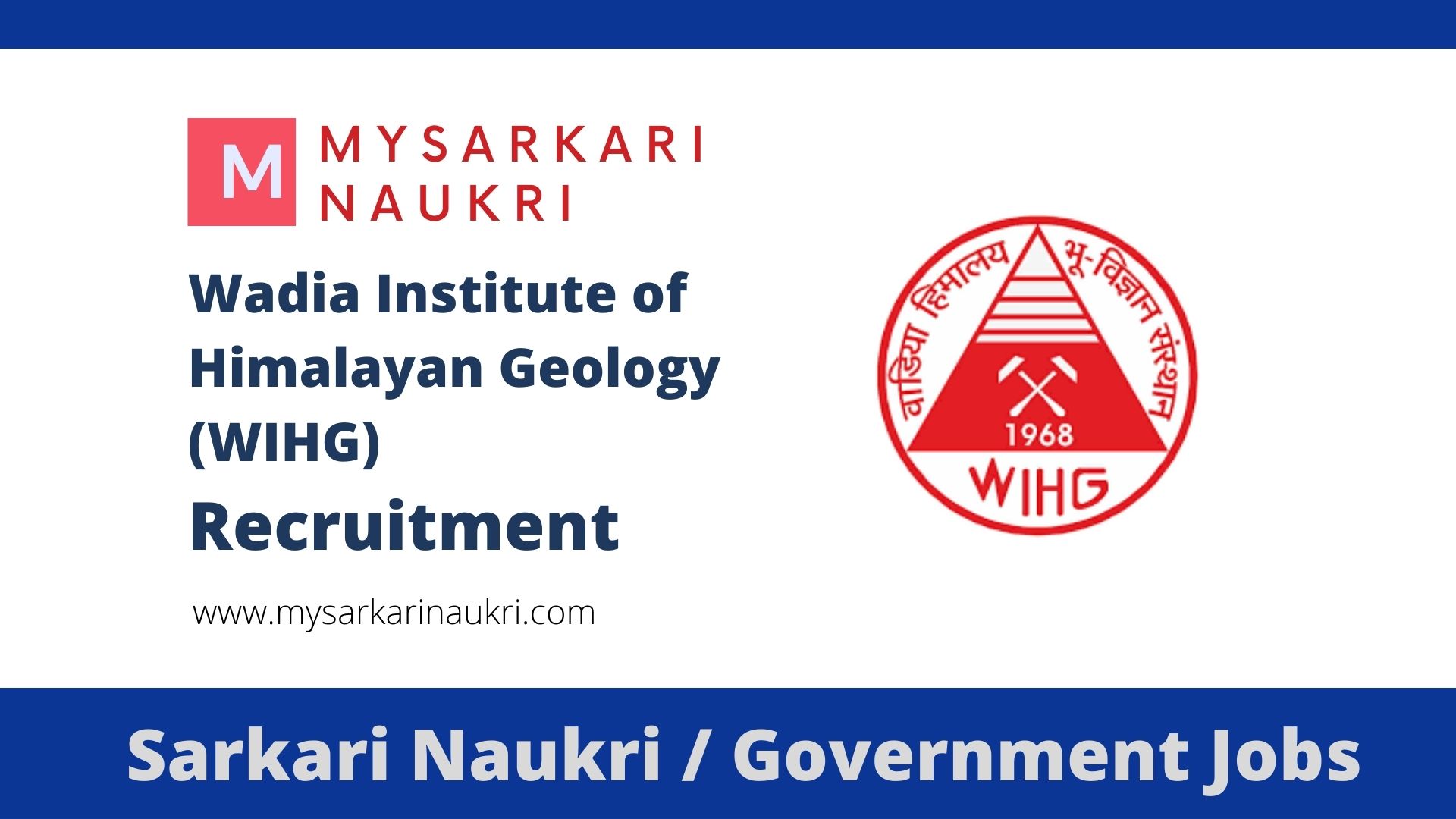 WIHG Recruitment 2025 For Junior Research Fellow (JRF ...