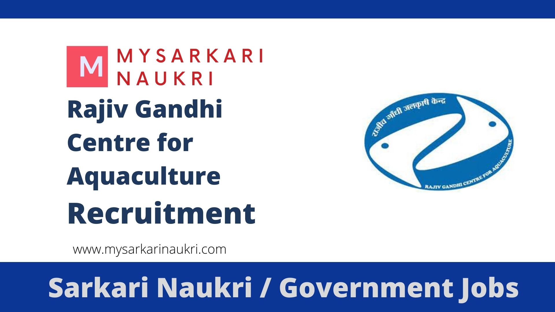 RGCA Recruitment 2025 rgca.org.in Rajiv Gandhi Centre for Aquaculture