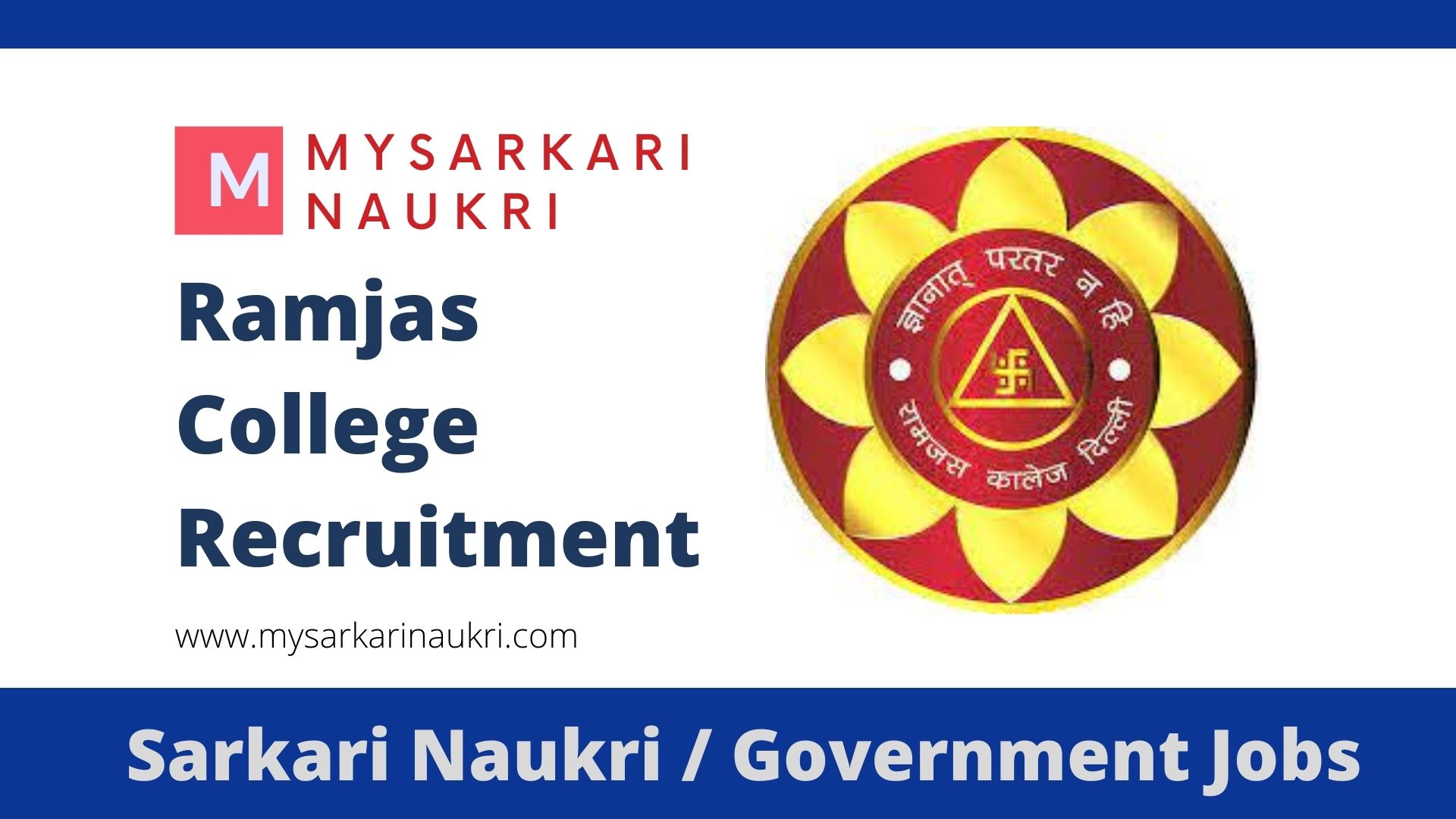 Ramjas College Recruitment 2025 For Lab Attendant - MySarkariNaukri.com