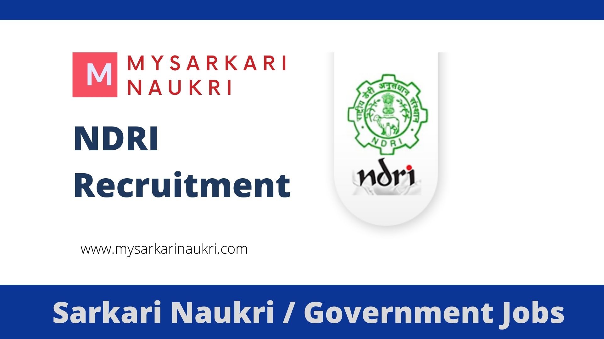NDRI Recruitment 2025 ndri.res.in National Dairy Research Institute