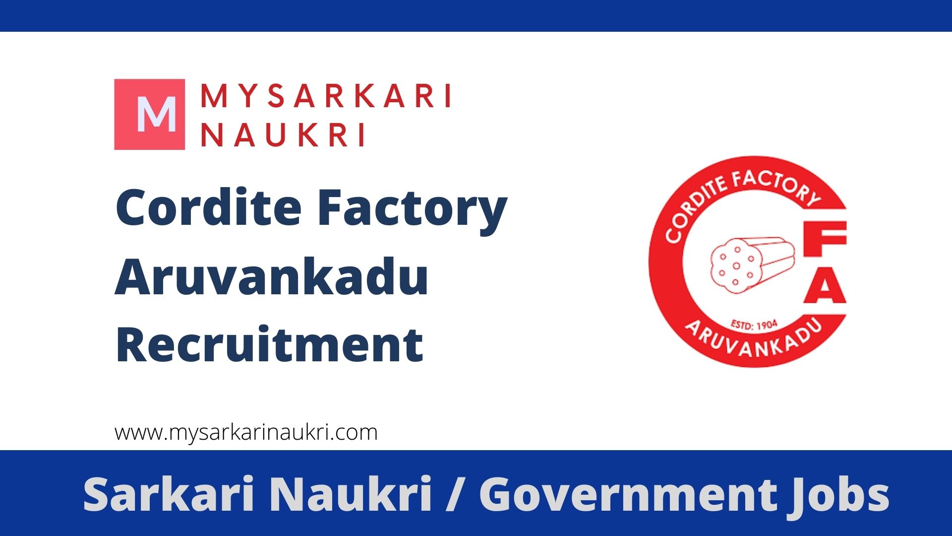 Cordite Factory Aruvankadu Recruitment 2024 For 141 Chemical Process ...