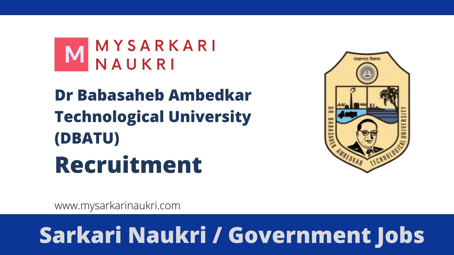 DBATU Recruitment 2025 For 120 Teaching Positions - MySarkariNaukri.com
