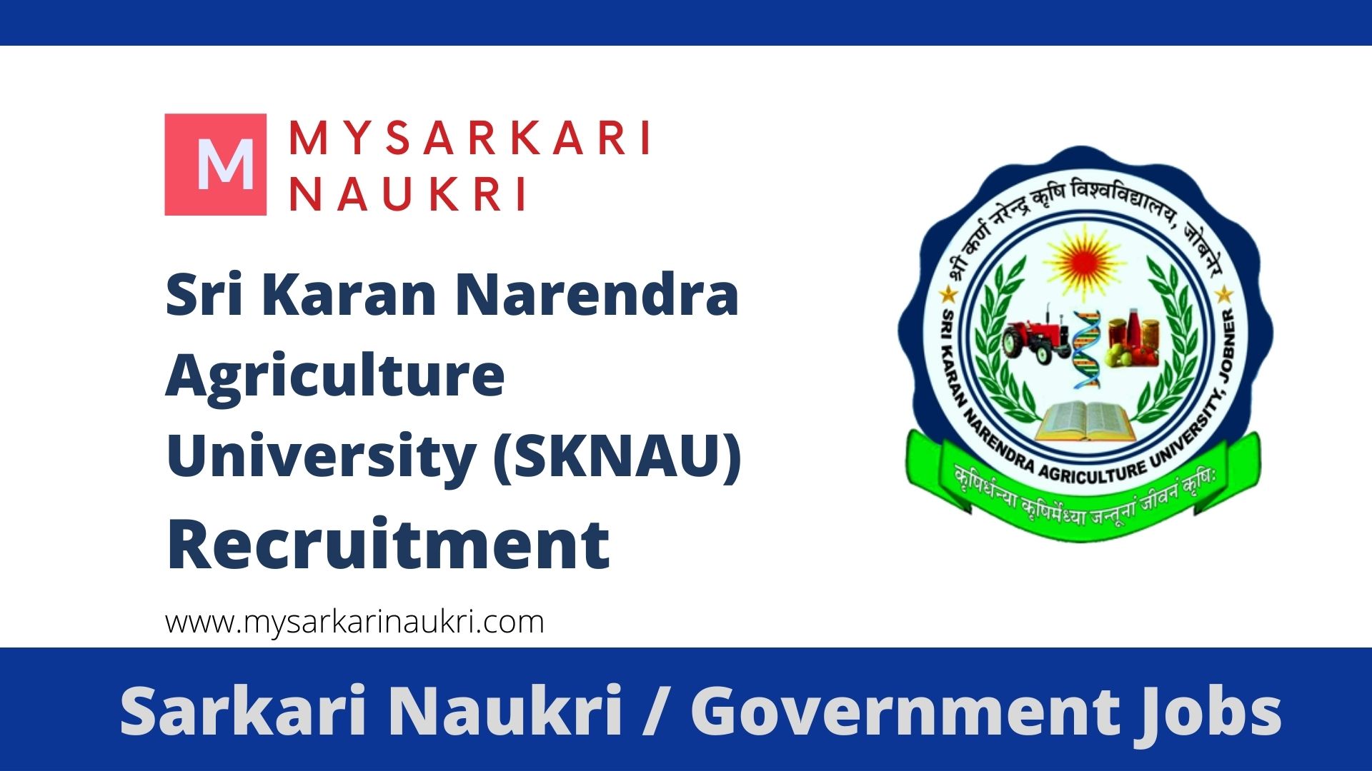 SKNAU Recruitment 2025 For 38 Subject Matter Specialist, Senior ...