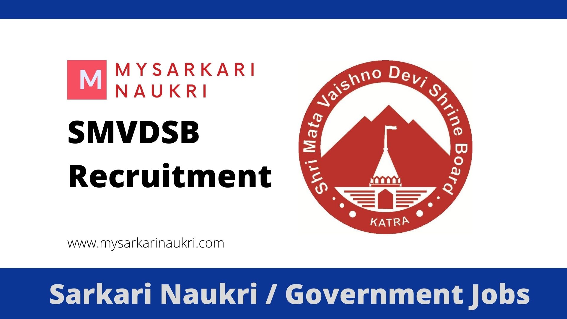 SMVDSB Recruitment 2026 maavaishnodevi.org Jobs